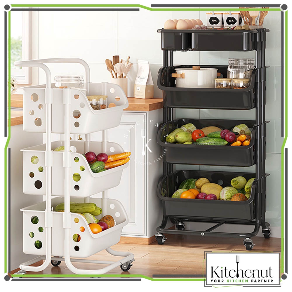 Kitchenut Kitchen Storage Trolley With Wheel Condiments Bottle/Fruits ...