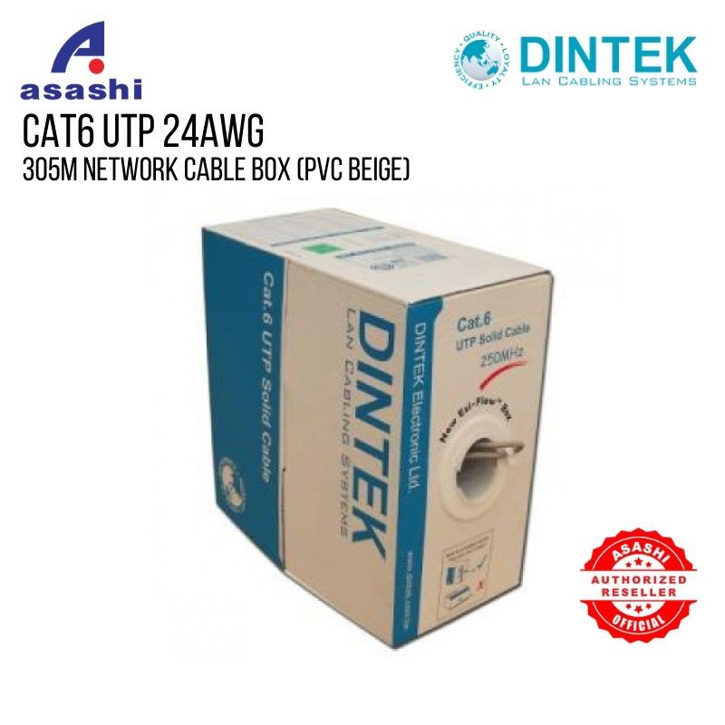 Dintek Cat6 UTP 24AWG 305M Network Cable Box(PVC Beige)(1101-04301 ...