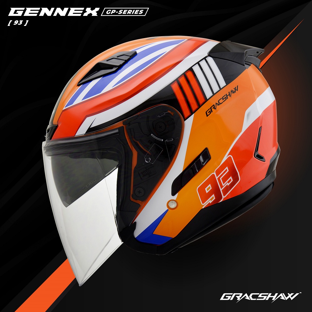 GRACSHAW GENNEX G535 MOTOR GP SERIES HELMET DOUBLE VISOR HELMET 93 MARC ...