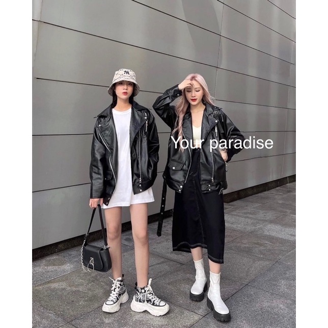 Korean Style UNISEX Leather Jacket Big Form 2 Thick Layers Jacket ...