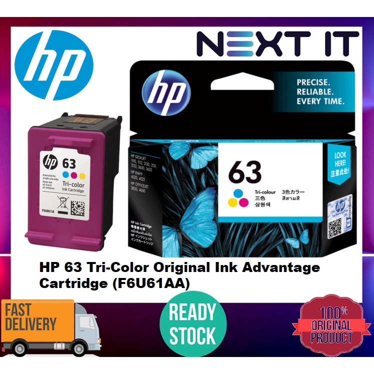 HP 63 Black &Tri-Color Original Ink Cartridge(F6U62AA/F6U61AA) | Shopee ...