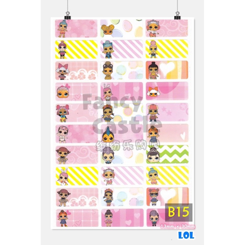 Cartoon Name Sticker/Waterproof/Colorful/Sticker Nama Kartun/Kalis Air ...
