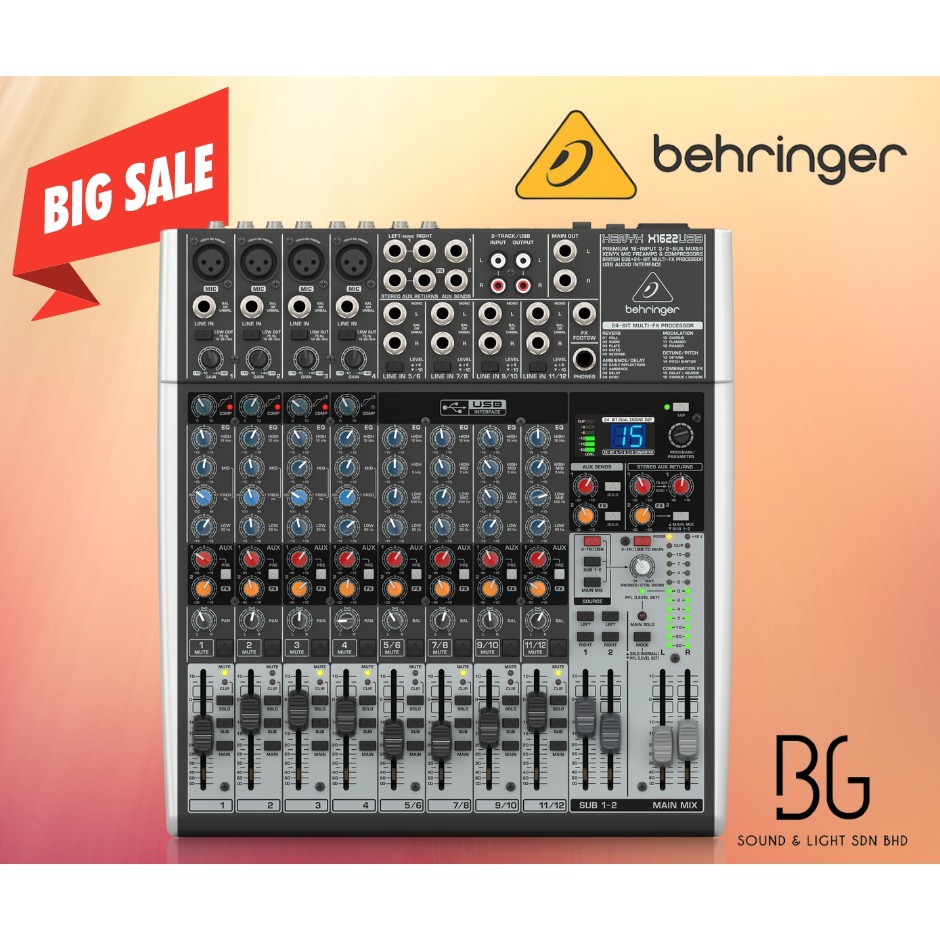 behringer X1622USB Premium 16-Input 2/2-Bus Mixer with XENYX Mic ...