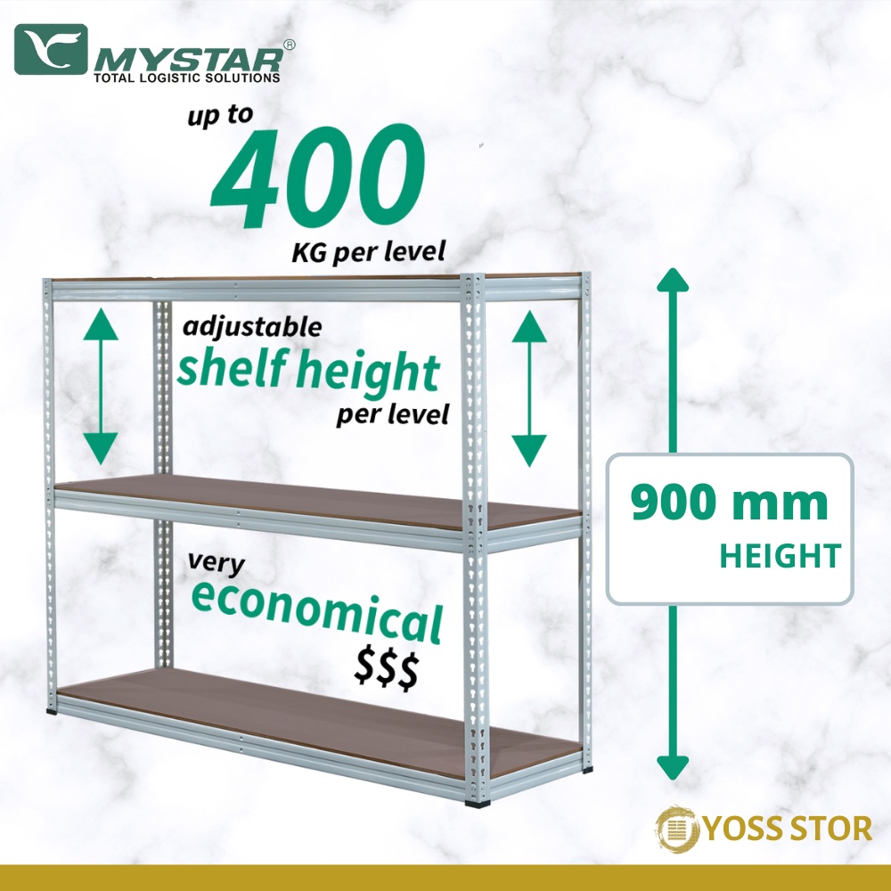 YOSS Mystar H900mm 3 Level Fiberboard Metal Boltless Rack Home Storage ...