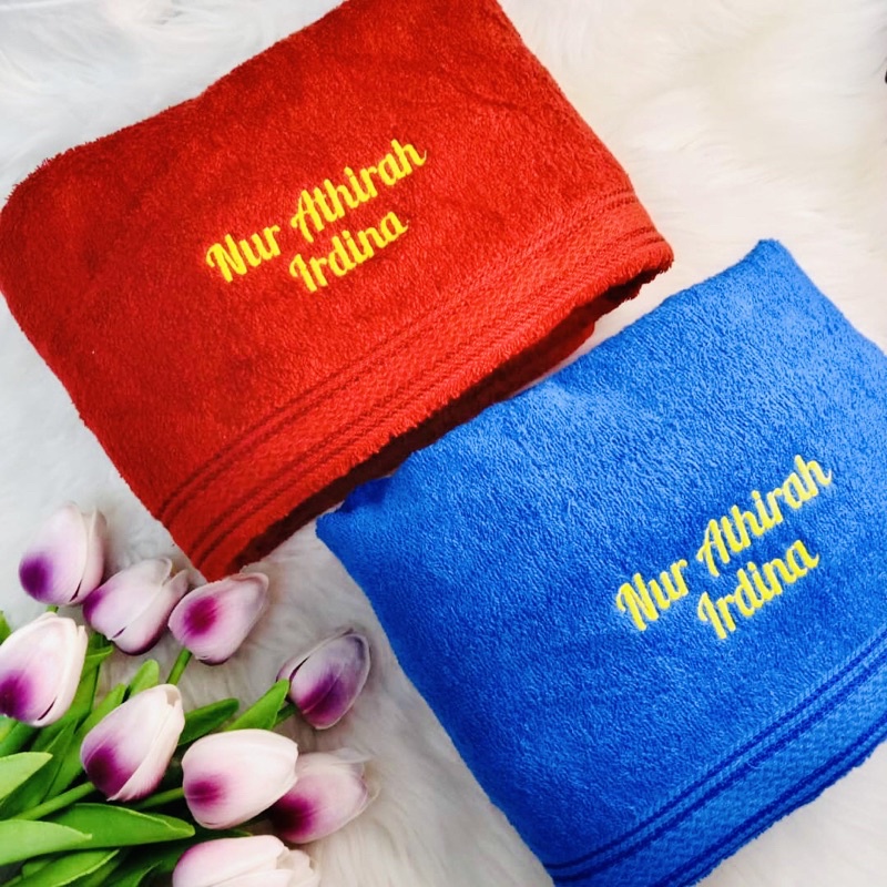 🦋Tuala Mandi Dewasa 💯 Cotton Sulam Nama Sahaja🦋 Tuala Mandi/ Tuala ...