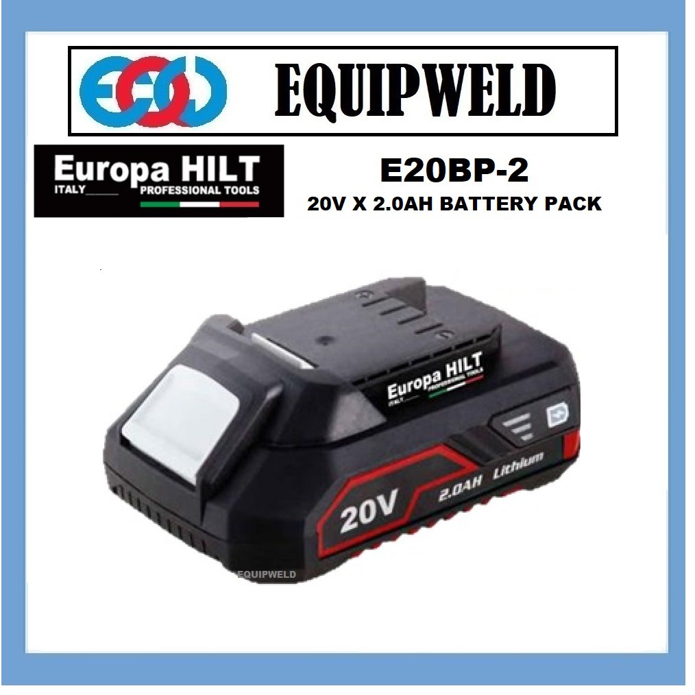 EUROPA HILT E20BP-2 20V X 2.0AH BATTERY PACK (E20AG EBL20AG E20HD EBL20ID EBL20IW E20IW-HT E20JS ...