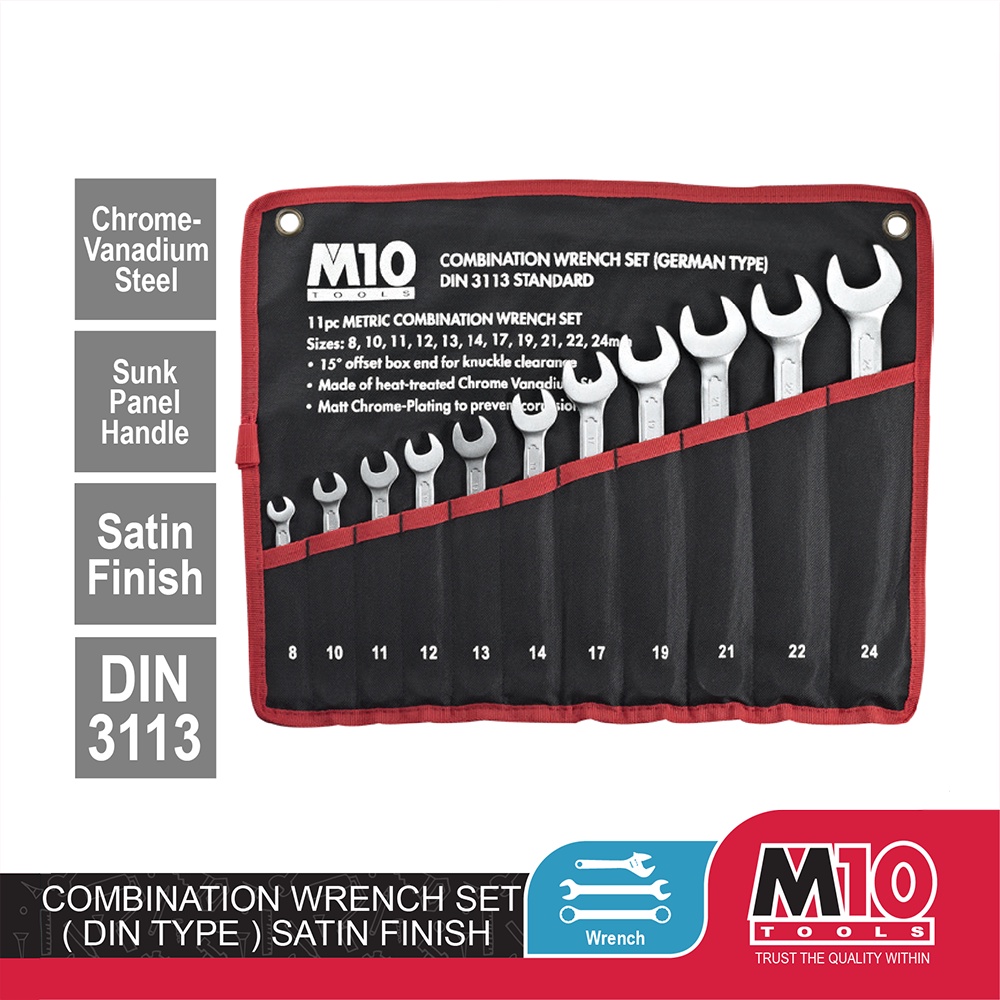 M10 Combination Wrench Set Din Type Satin Finish (14/21 Pcs) | Shopee ...