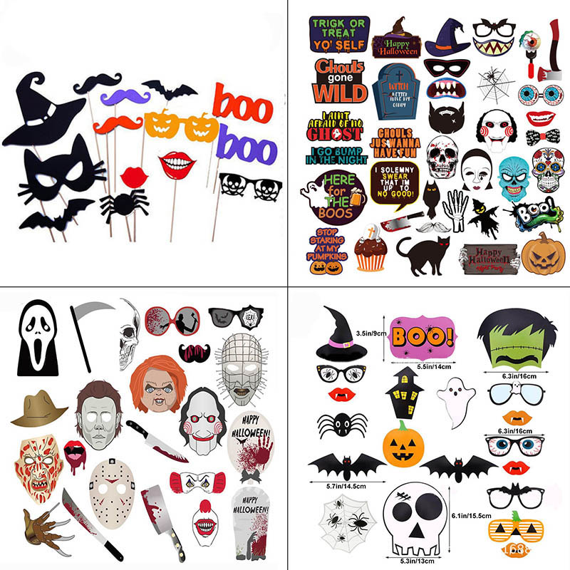 37pcs/1 Set DIY Halloween Photo Booth Props Selfie Photobooth Kit for ...