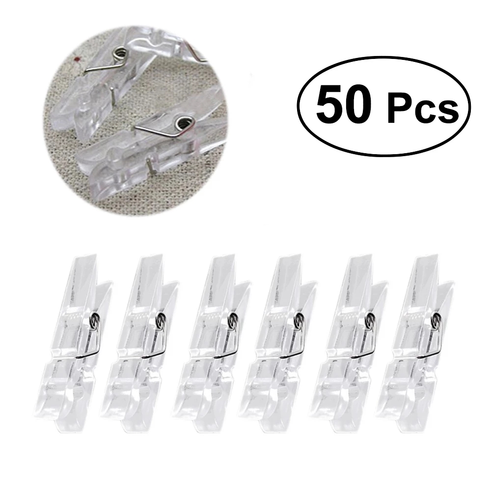 50Pcs Plastic Clothes Spring Hanging Clips / Transparent Clips Clamps ...