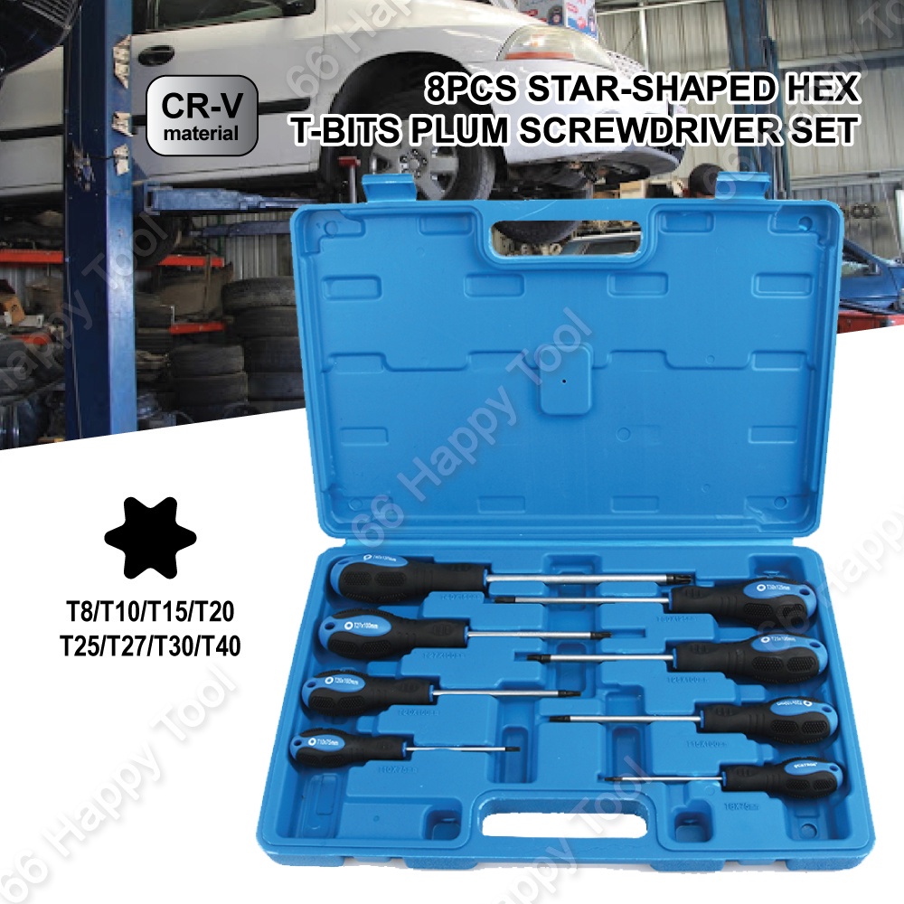 8pcs Star-Shaped Hex T-Bits Plum Screwdriver Set Middle Hole Torx ...