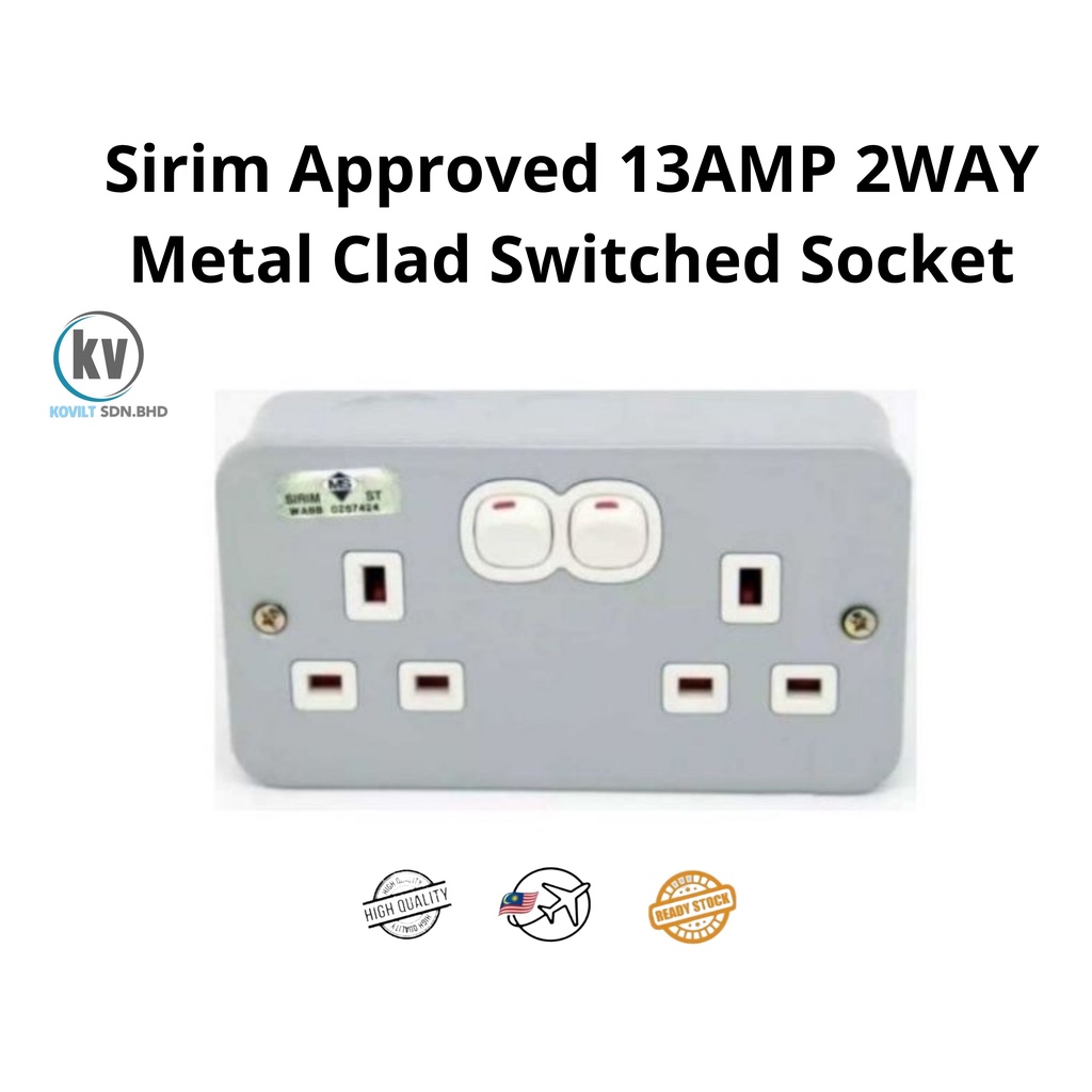 FOCUS Sirim Approved 13AMP 2WAY Metal Clad Switched Socket - Heavy Duty 8219C | Shopee Malaysia
