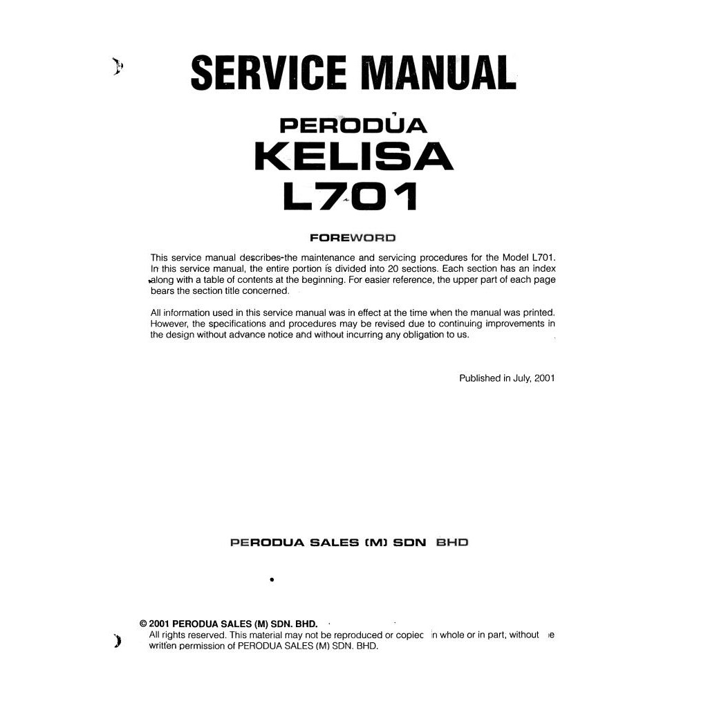 PERODUA KELISA DAIHATSU CUORE L701 850cc 990cc FULL WORKSHOP SERVICE ...