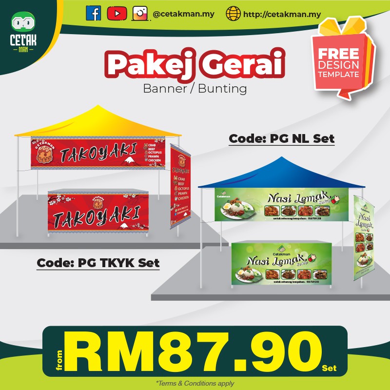 Pakej Gerai Banner/Buting Set /Untuk 10ft(kaki) X 10ft(kaki) Kanopi ...