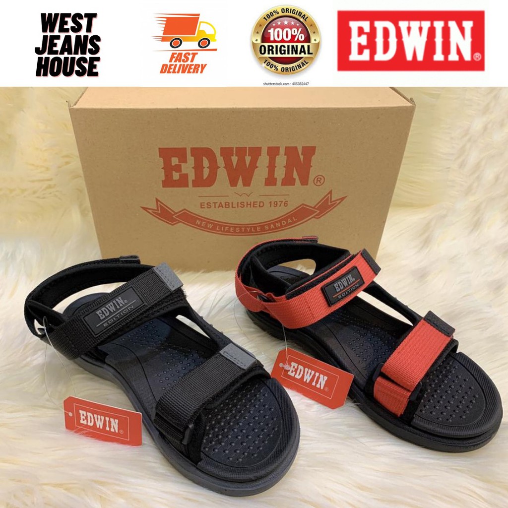 EDWIN Women Roman Sandal Black/Red (E50173) | Shopee Malaysia