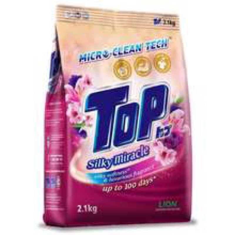 SABUN PENCUCI BAJU TOP DETERGENT POWDER SILKY MIRACLE 2.1KG/3.6KG ...