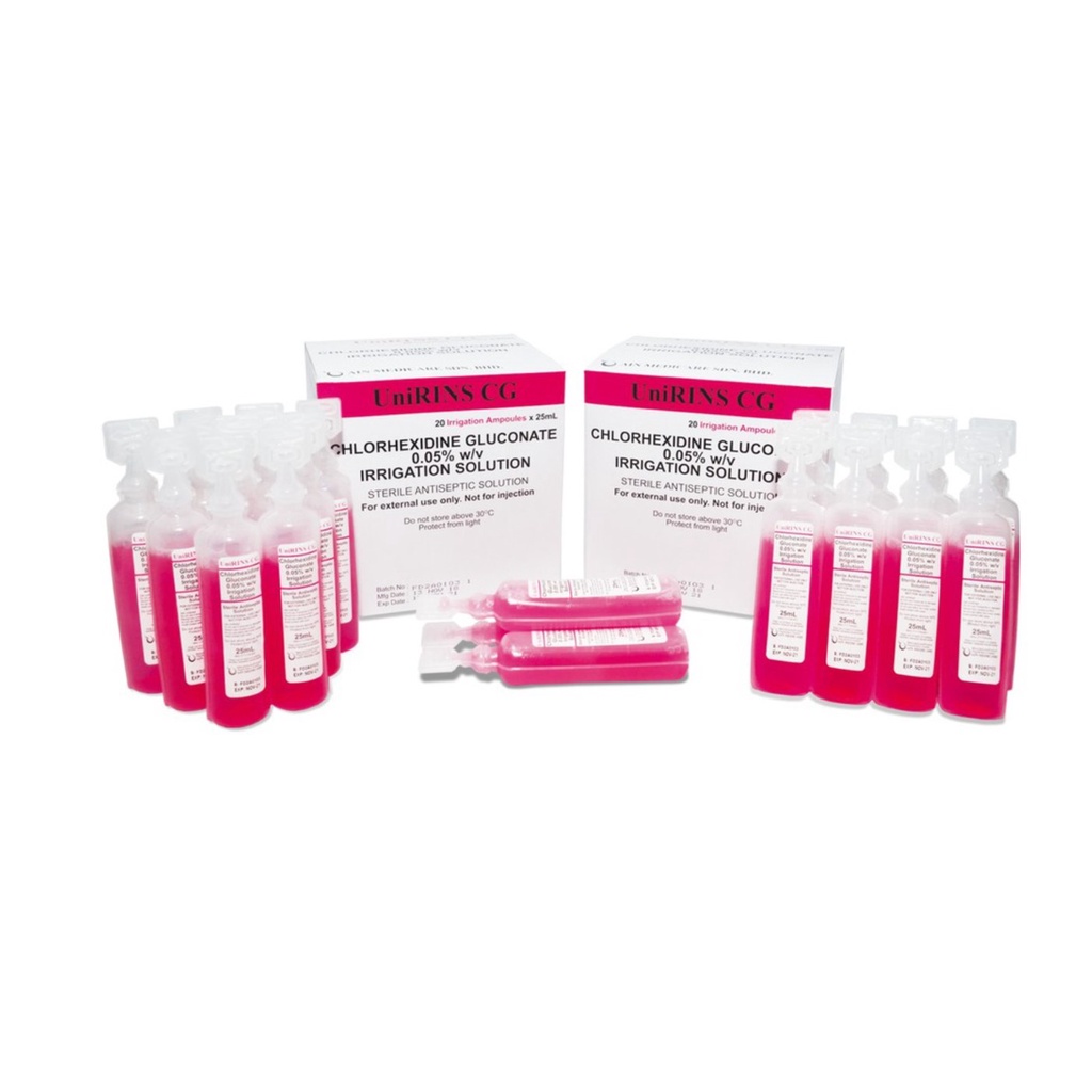 UniRINS CHLORHEXIDINE GLUCONATE 0.05% FOR IRRIGATION ONLY 25ML (20s/BOX ...