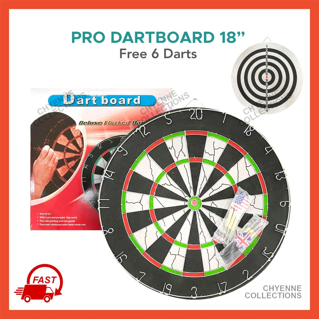 Tournament PRO Dartboard 18” FREE 6 Darts • 2 Sides Papan Dart board ...