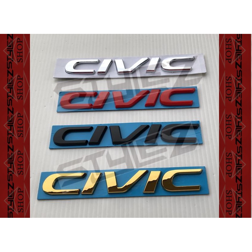 HONDA CIVIC FC NEW MODEL EMBLEM LOGO CHROM/RED/BLACK & GOLD COLOUR ...