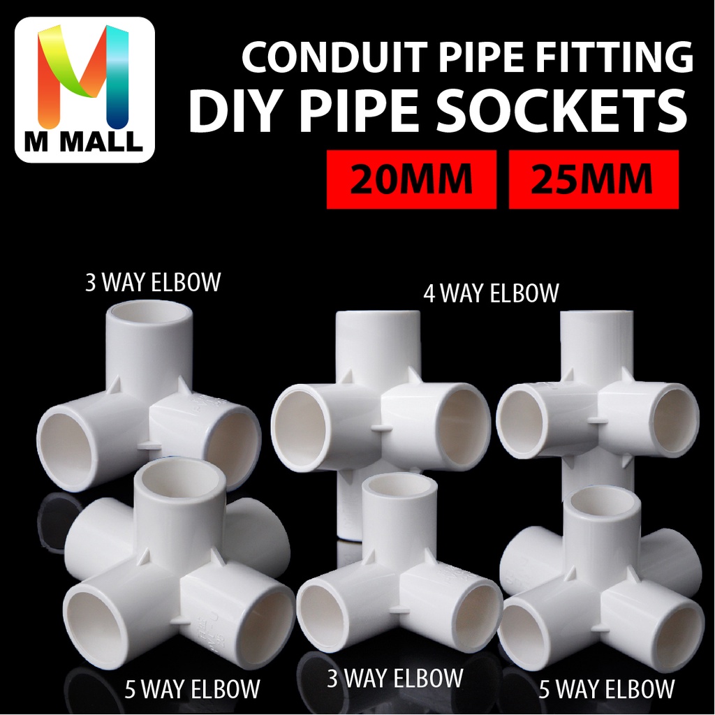 20MM/25MM DIY PVC White Pipe Fitting Connector Joint Furniture Grade Conduit 3 4 5 Way Elbow ...
