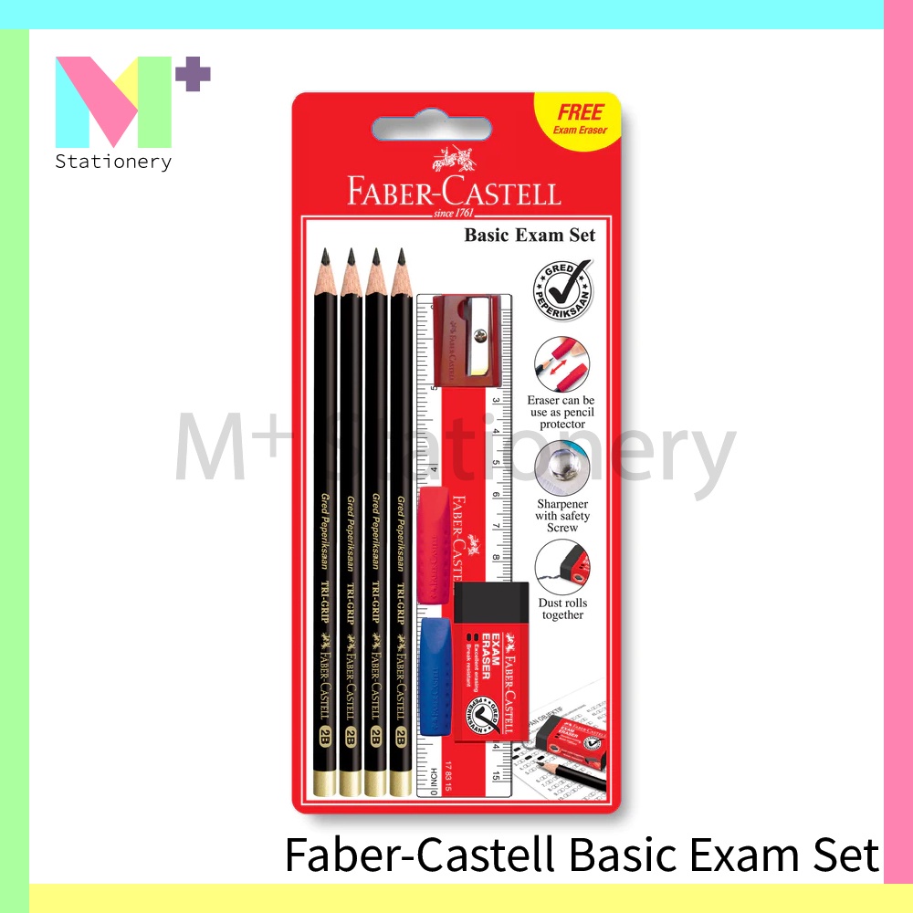 Faber-Castell 2B Basic Exam Set / Faber Castell Tri-Grip 2B Pencil ...