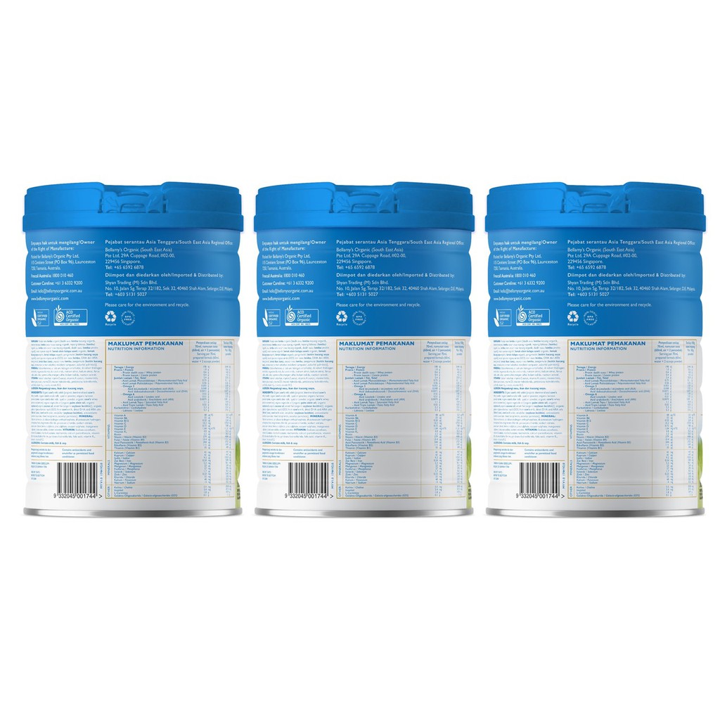 Bellamy's Organic EQUIFINA Infant Formula Step 1 (900g x 3 Tins ...