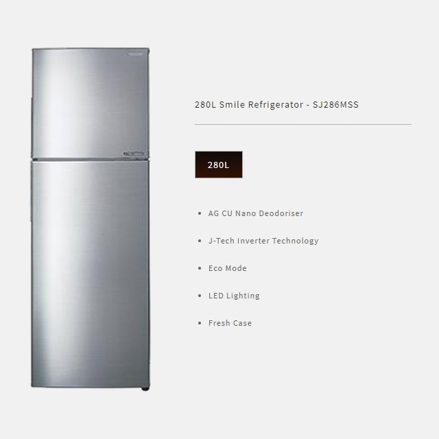 [SAVE 4.0] Sharp Fridge Refrigerator (280 L) SJ285MSS - Non-Inverter ...