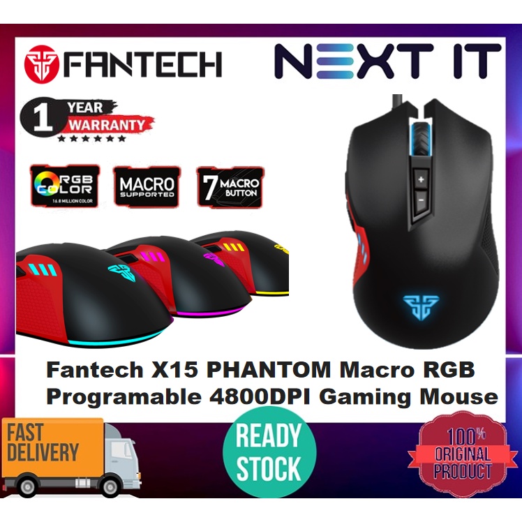 [READY STOCK] Fantech X15 PHANTOM Macro RGB Programable Gaming Mouse ...