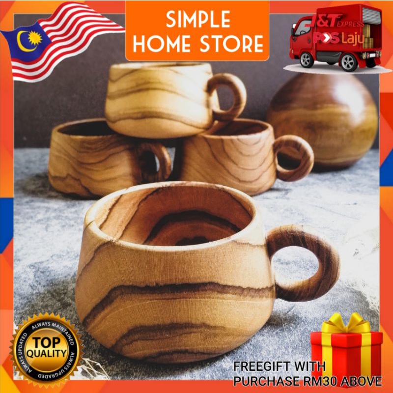 Teak wooden cup mug cawan kayu jati photography props rustic antik ...