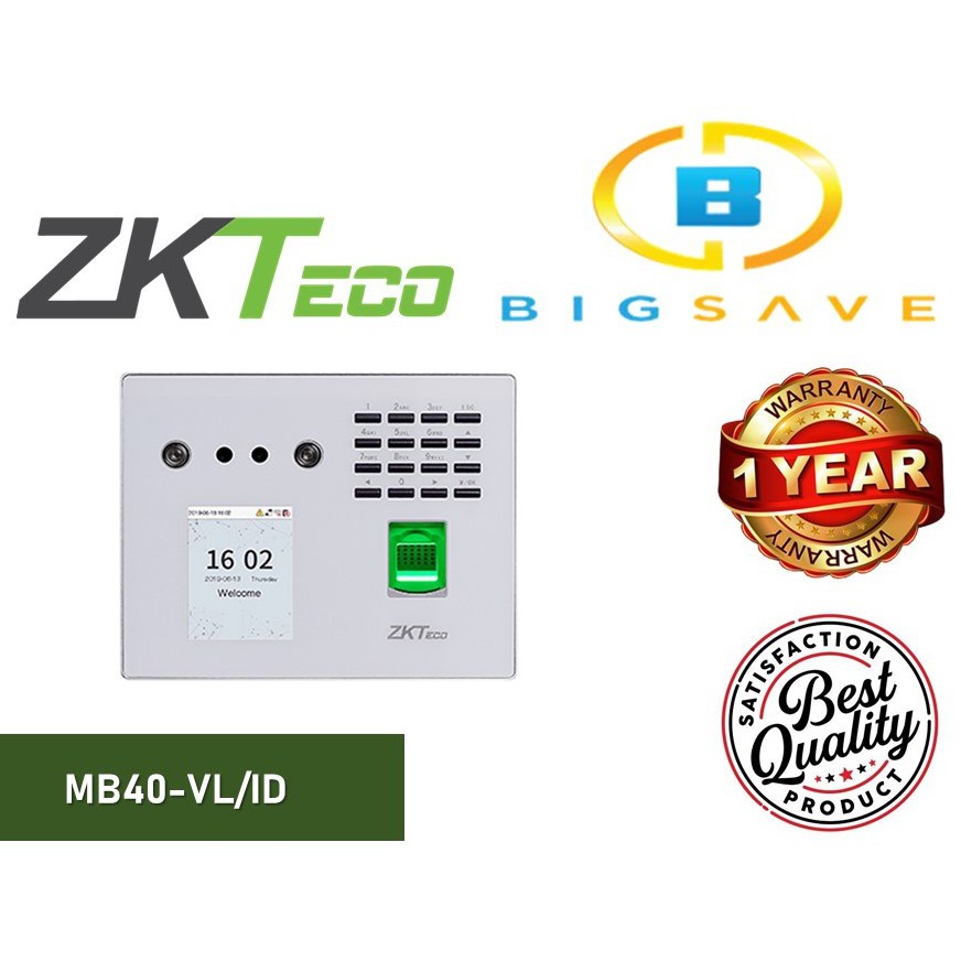 ZKTECO MB40-VL/ID MULTI BIOMETRIC FINGERPRINT & FACE RECOGNITION DEVICE ...