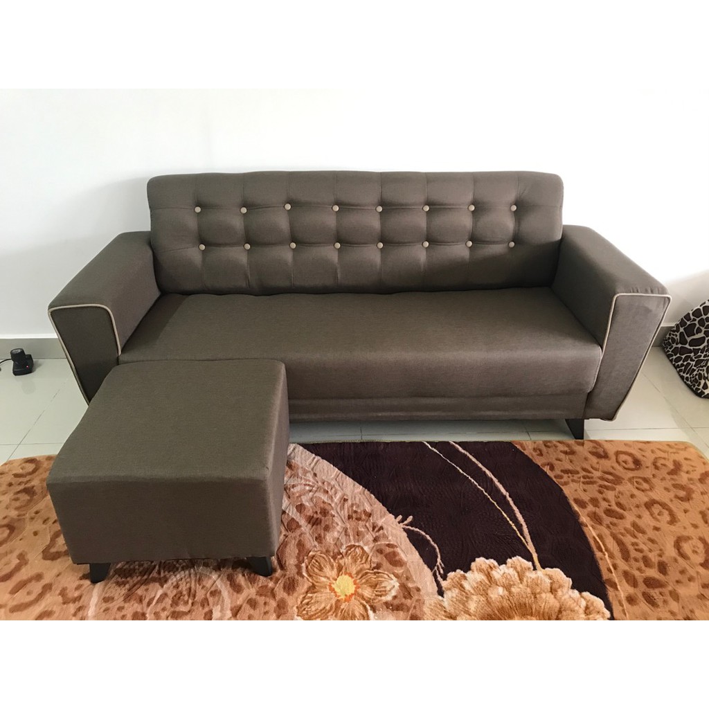 Harga Kilang Coklat / Biru / Kelabu Percuma 1 Bangku Sofa 3 Seater Sofa ...