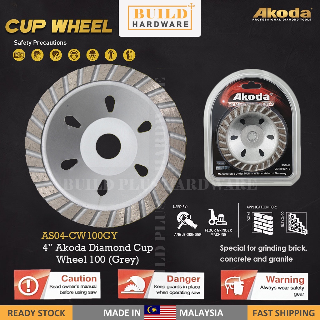 AKODA Heavy Duty Diamond Cup Wheel 4"/100mm Grey AS04-CW100GY 钻石磨片 ...