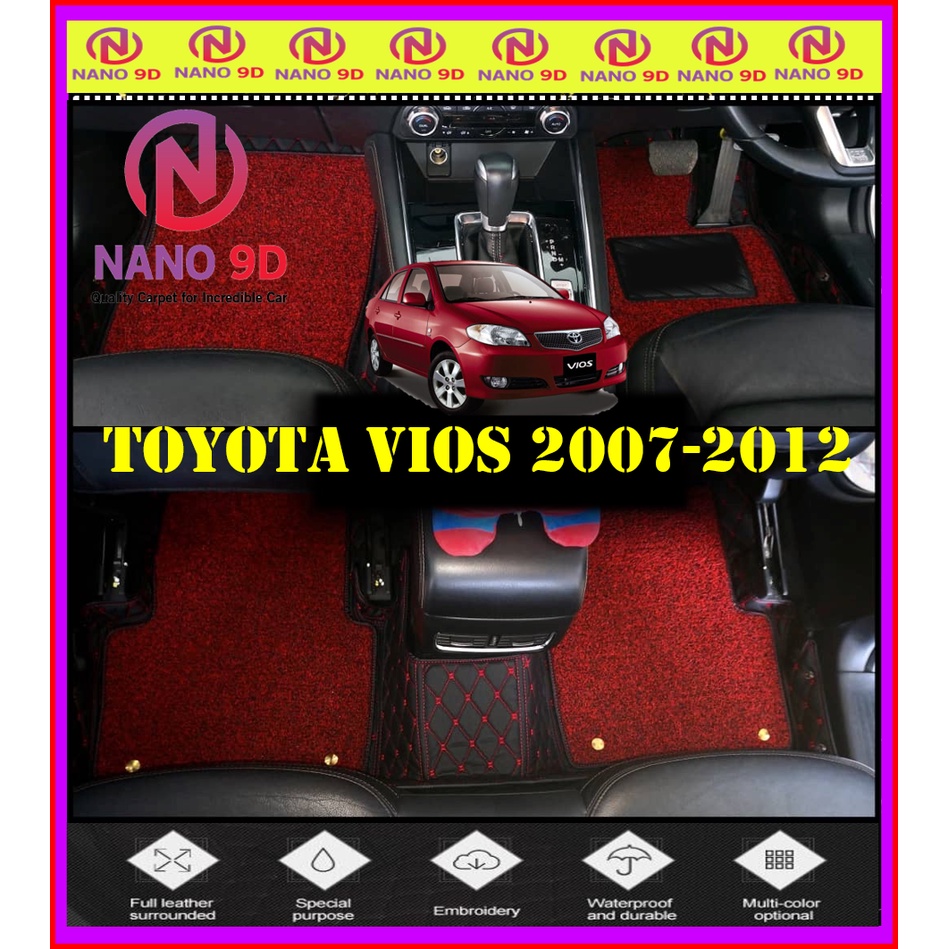 NANO 9D TOYOTA VIOS 2007-2012 XP-90 LUXURY CUSTOMS MADE 2 LAYERS CARMAT ...