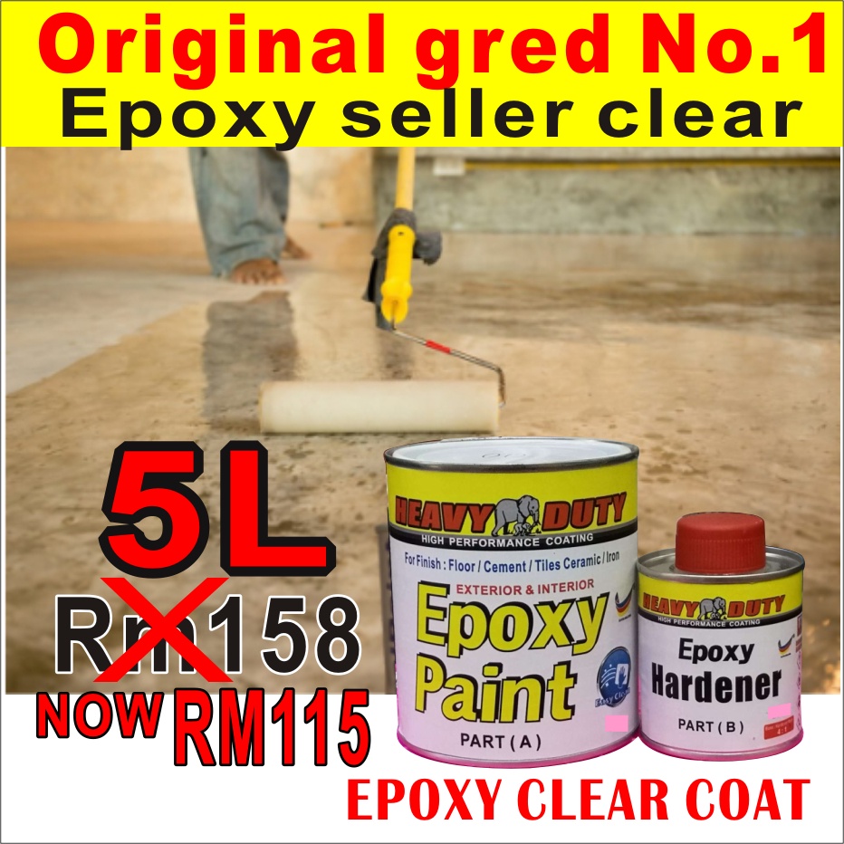 Epoxy Coating Clear Coat (5L CLEAR COAT ) HEAVY DUTY PAINT / 5L CLEAR ...
