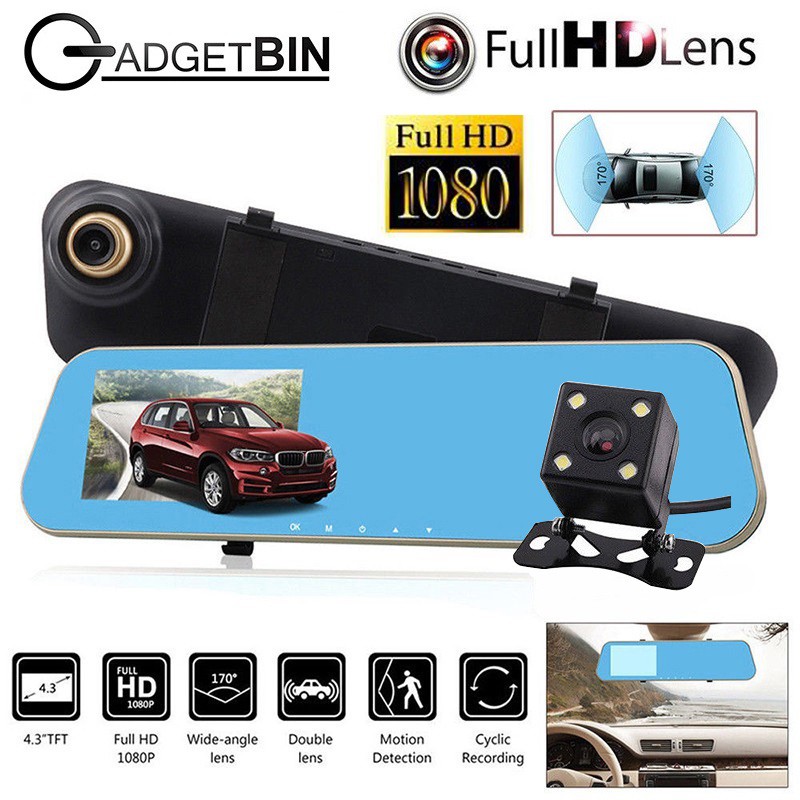 Vehicle Blackbox DVR 4.3 Inch Full HD 1080P LCD Display Front & Back ...