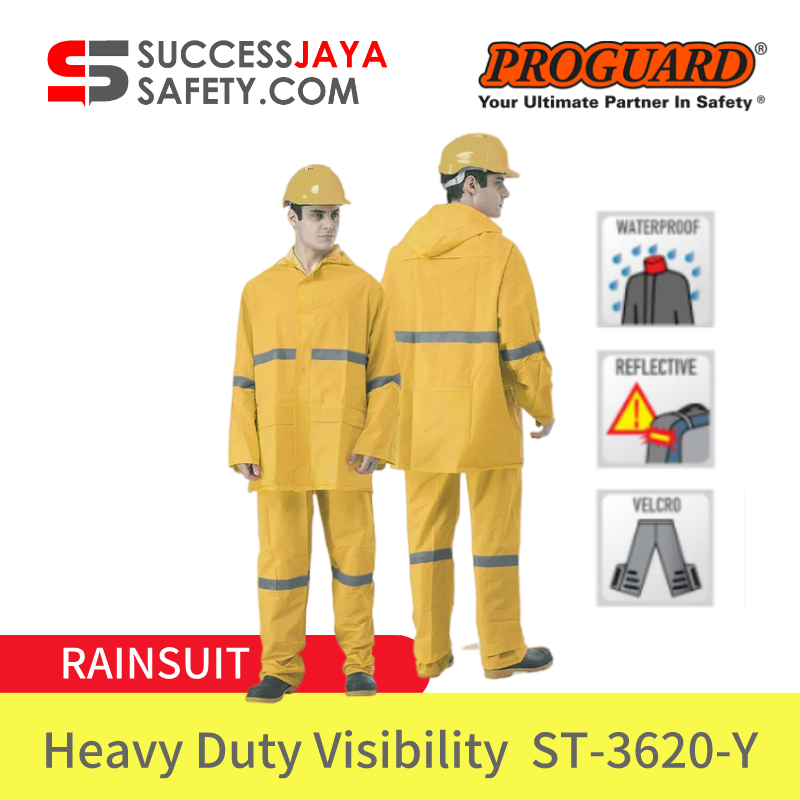 Proguard Rainsuit ST-3620-Y Heavy Duty Visibility Rainsuit with High ...