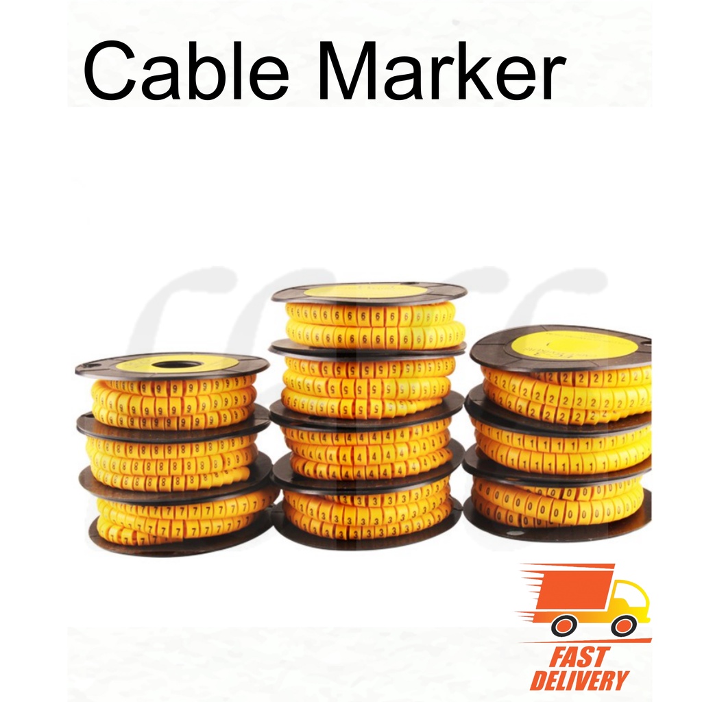 (5PCS) All Number Available PVC Cable Marker Numbering 0-9 / Alphabet A ...
