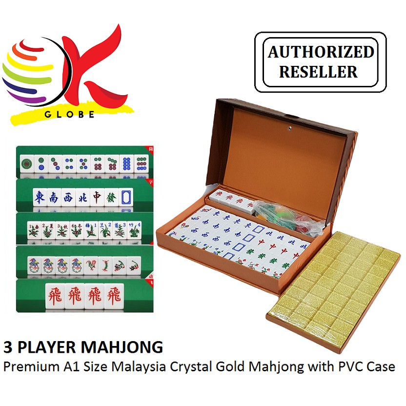 [38MM & CRYSTAL GOLD] PREMIUM A1 SIZE 3 PLAYERS MALAYSIA MAHJONG FULL ...