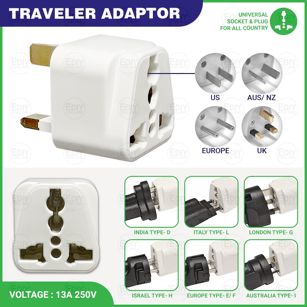 Universal Outlet Adaport T Way Multi Adaptor 3 pin USB Wall Extension ...