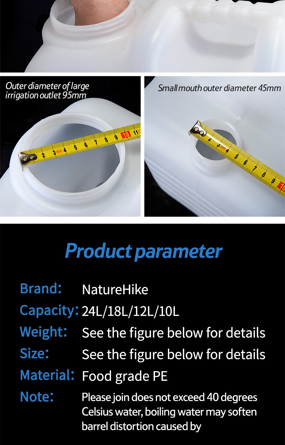 Naturehike outdoor bucket with faucet PE food grade camping car storage ...