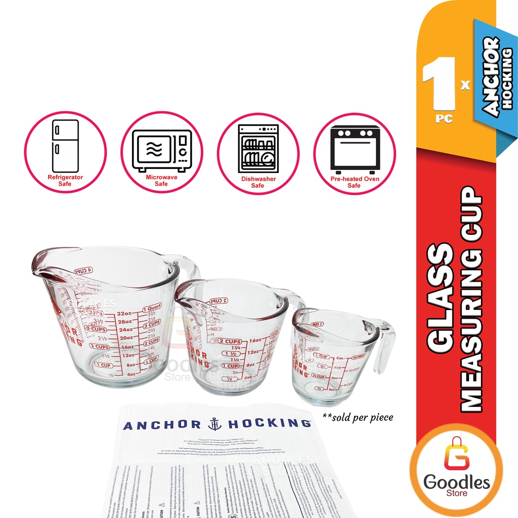 Anchor Hocking Measuring Cup 1-Piece Measuring Glass 8oz Measuring ...