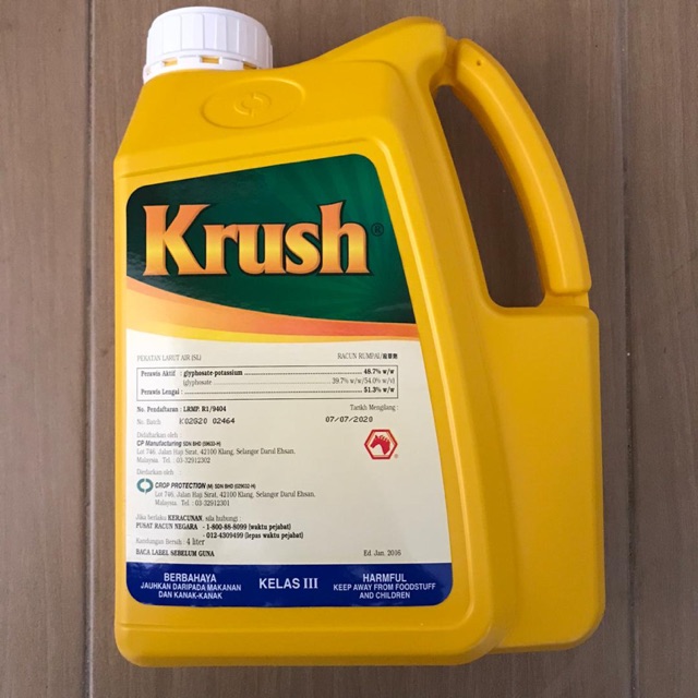 4L Krush Glyphosate-potassium 48.7% Herbicide Racun Rumput | Shopee ...