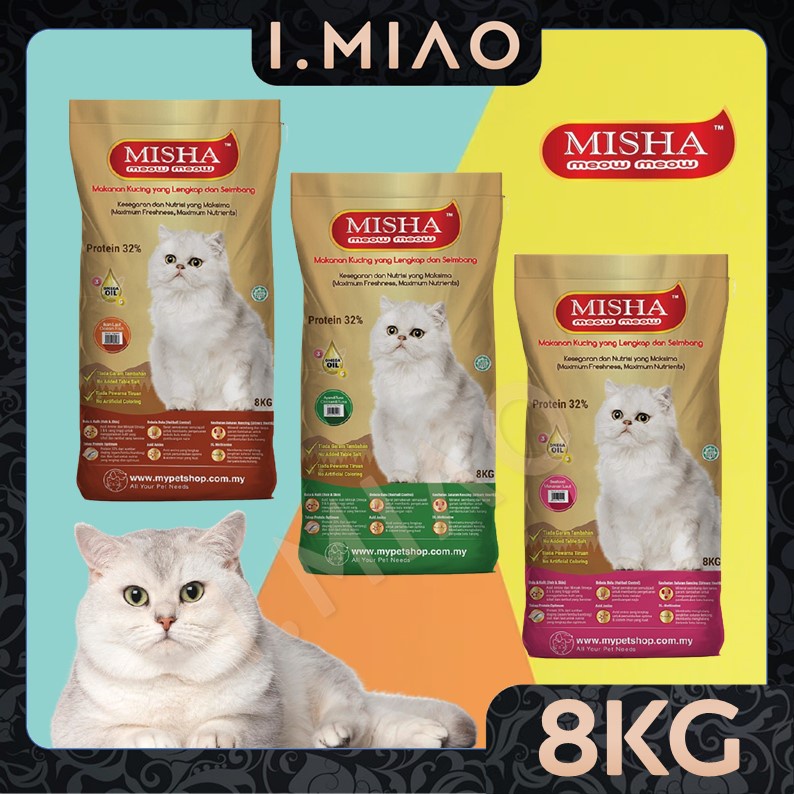 Misha Dry Cat Food 8kg Makanan Kucing Seafood ,Ocean Fish ,Chicken Tuna ...