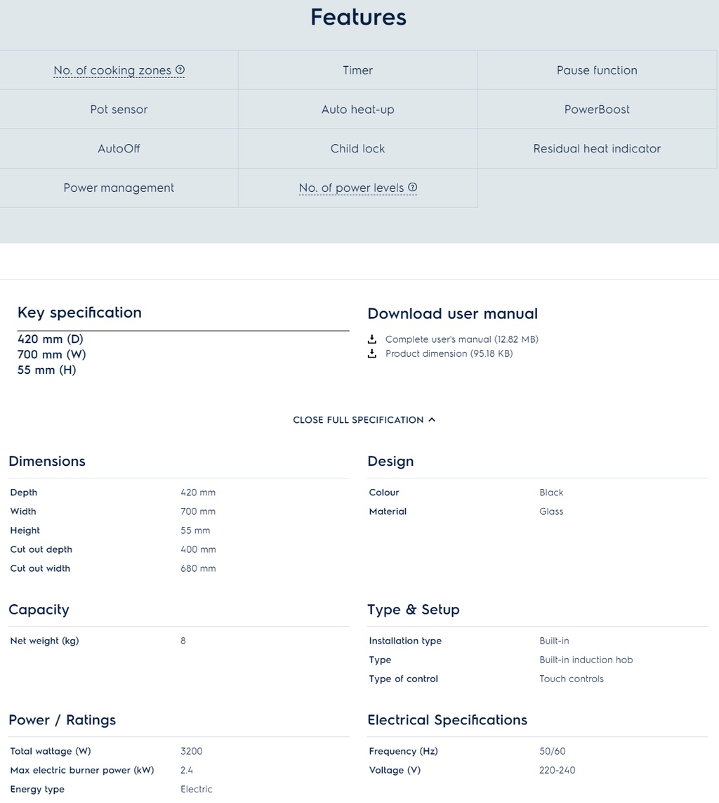 Electrolux EHI7260BB 70cm UltimateTaste 300 Built-In Induction Hob with ...