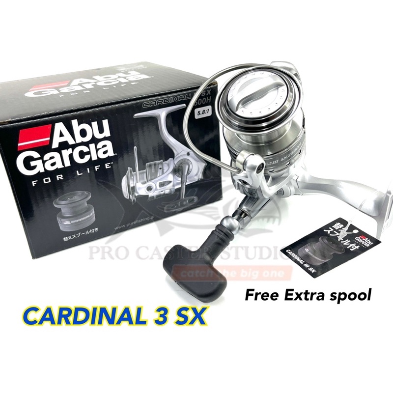 ABU GARCIA CARDINAL 3 SX FISHING REEL FREE EXTRA SPOOL 1000S 2000 2500H 3000H 4000H 5000 ...