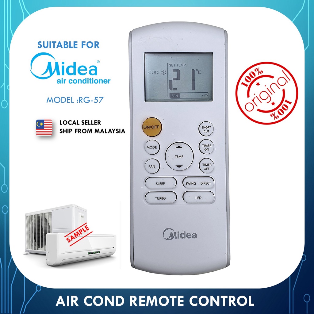 Midea **Original** Midea Air Cond Air Conditioner Remote Control RG-57 ...