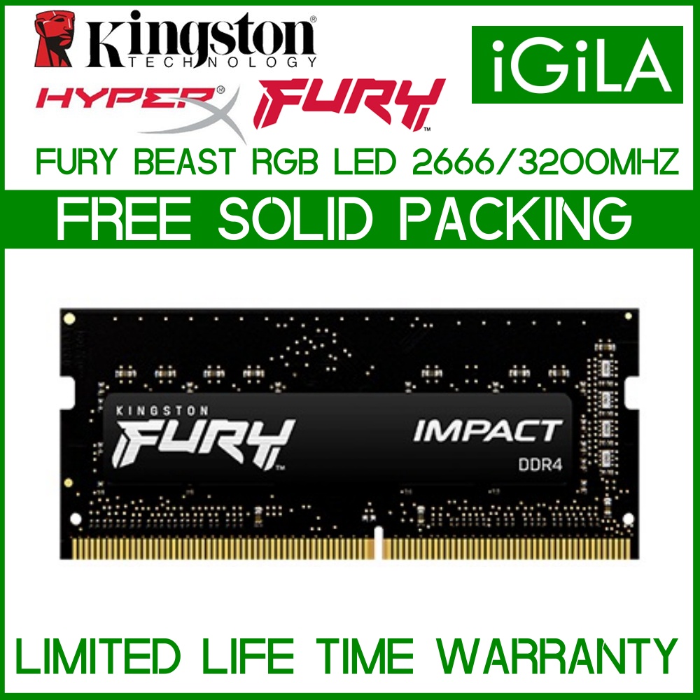 KINGSTON RAM FURY RAM IMPACT 4GB / 8GB / 16GB DDR4 SODIMM LAPTOP RAM ...