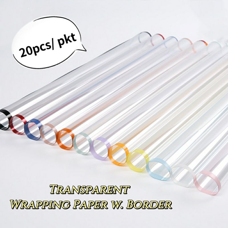 20pcs Transparent Clear Wrapping Paper Bouquet Wrapper with Border Line ...