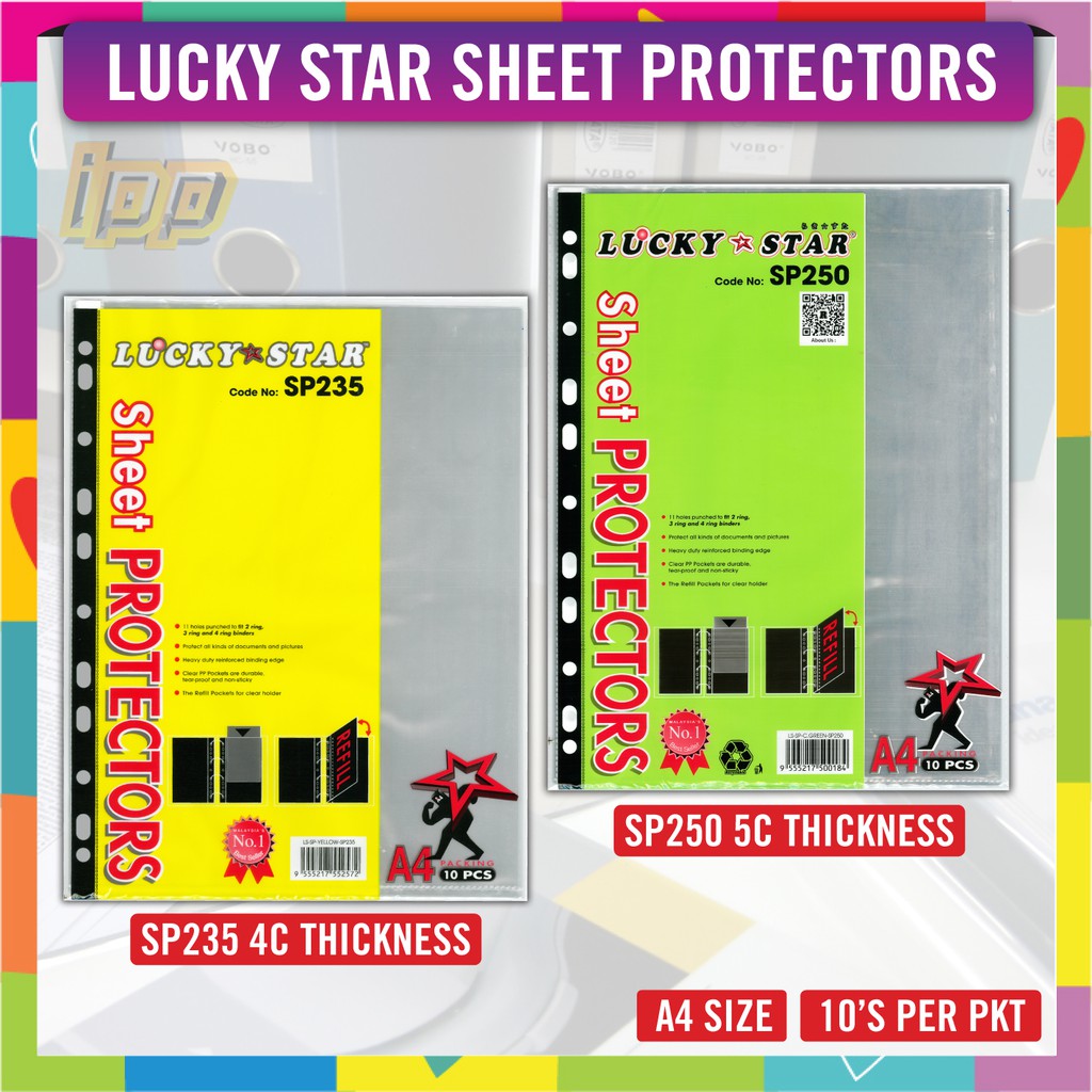 LUCKY STAR SHEET PROTECTOR 10'S PER PKT A4 SIZE WITH 11 HOLES - SP235 ...