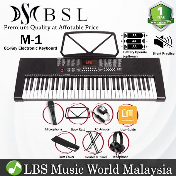BSL M-1 61 Key Self Learning Portable Keyboard Organ Electronic Music ...