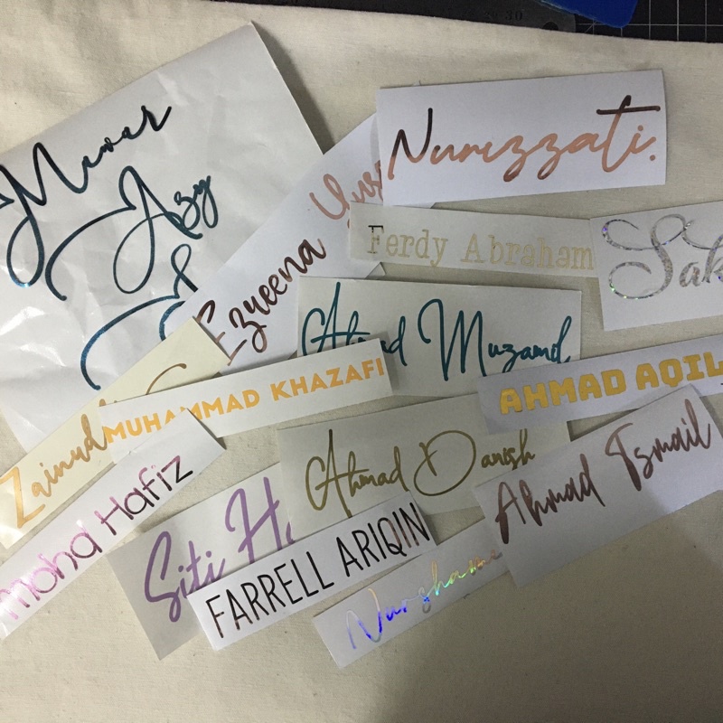 Customize Vinyl Decal Sticker Stiker Nama | Shopee Malaysia